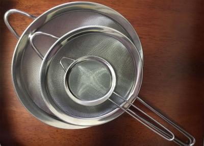 China Multi Function Kitchen Fine Mesh Strainer 201 304 Stainless Steel With Handle for sale