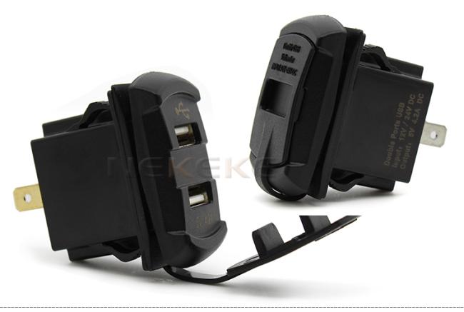 Dual USB Power Socket Charger side view