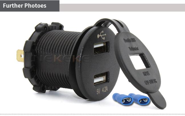 Marine USB power socket with voltmeter display