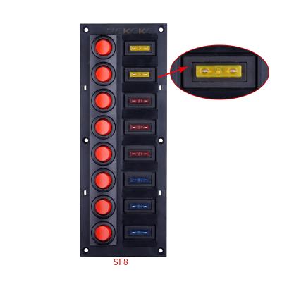 China 8 Way Boat Electrical Switch Panel With Fuses , IP66 12v Circuit Breaker Switch Panel for sale