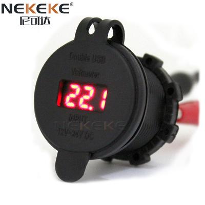 China 4.2A Dual USB Marine Power Socket With Red LED Digital Voltmeter for sale