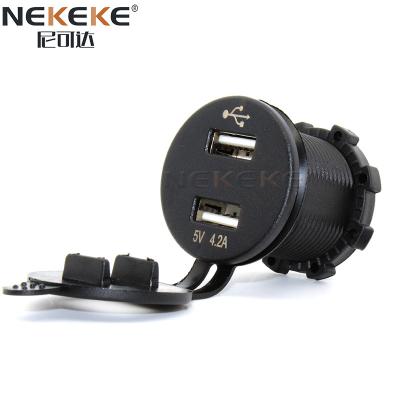 China 4.2A Dual USB Marine Power Socket With Red LED Digital Voltmeter for sale