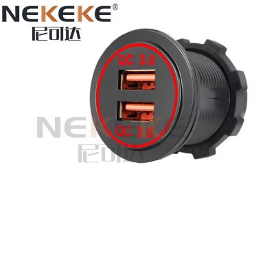 China Waterproof 12V 24V QC3.0 Power Socket , Dual Port USB Socket For Car Charger for sale