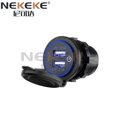 China Dual USB Marine Power Socket 4.2A Boat Power Outlet With Blue LED Indicator for sale