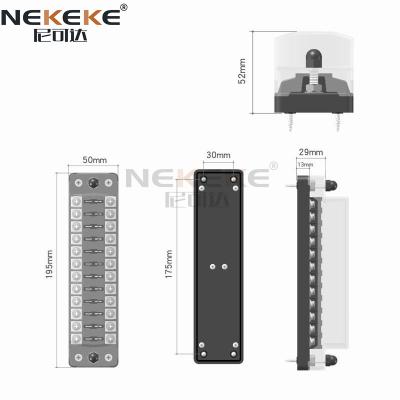 China 12 Way Waterproof 12 Volt Marine Fuse Panel Heat Resistance With Negative Bus for sale
