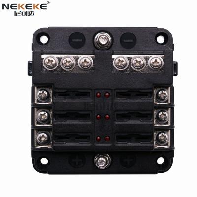 China 6 Way Marine Fuse Block With Negative Bus , PBT Material Boat Fuse Panel for sale