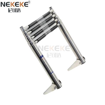 China 304 316 Stainless Steel 4 Step Folding Boat Ladder Marine Accessories Slip Resistant for sale