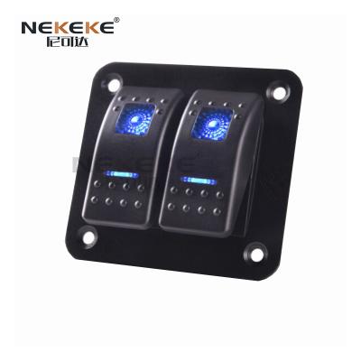 China Marine Grade 2 Gang Rocker Switch Panel ON OFF LED Backlight IP68 5 Pin Switch Panel for sale