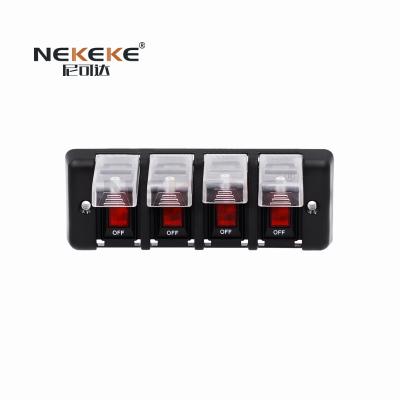 China 4 Gang 12V Waterproof Marine Rocker Switch Panel ON OFF Toggle Switch Panel For Boat for sale