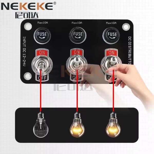 Quality Dustproof 12V 24V Waterproof Switch Box , Boat Toggle Switch Panel With 10A Fuse for sale