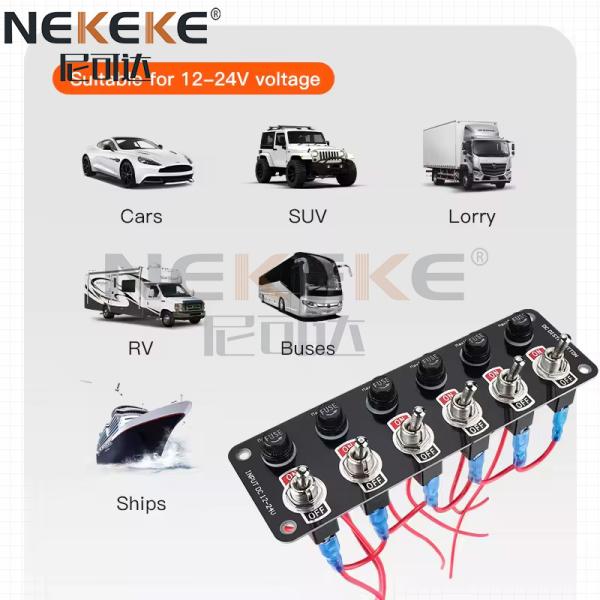 Quality Waterproof 6 Gang Marine Rocker Switch Panel Metal Toggle Switch Panel DC12V for sale
