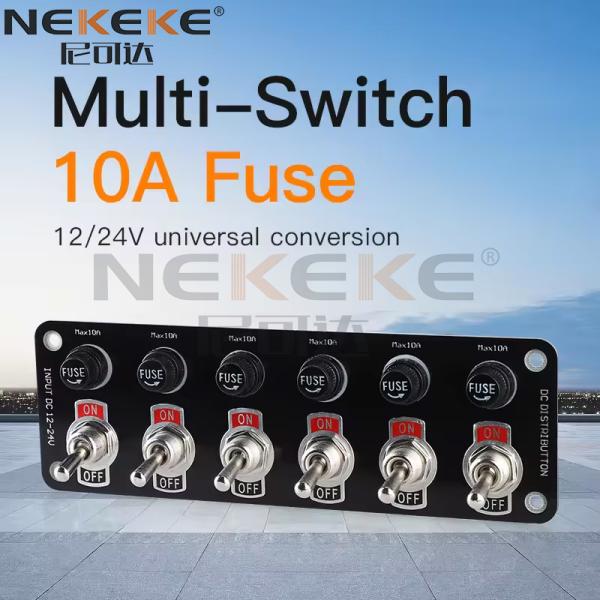Quality Waterproof 6 Gang Marine Rocker Switch Panel Metal Toggle Switch Panel DC12V for sale