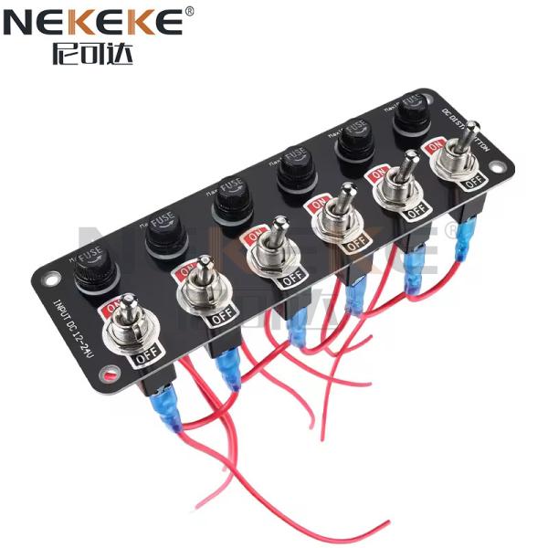 Quality Waterproof 6 Gang Marine Rocker Switch Panel Metal Toggle Switch Panel DC12V for sale