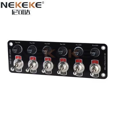 China Waterproof 6 Gang Marine Rocker Switch Panel Metal Toggle Switch Panel DC12V for sale