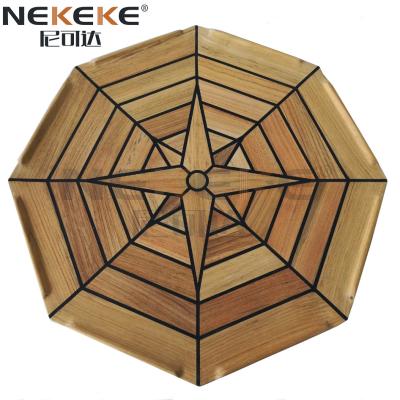 China Octagonal Teak Table Top 490mm 600mm 810mm with Star Inlay - Marine Wood Yacht & RV Furniture for sale