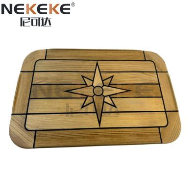 China Rectangular Marine Teak Table Top With Star Inlay Round Corners for sale