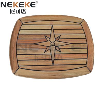 China Handcrafted Marine Teak Tabletop With Star Inlay And Raised Edge for sale