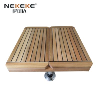 China Rectangular Folding Teak Boat Table Top With Star Inlay For Yacht RV for sale