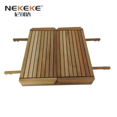China Rectangular Folding Teak Boat Table Top With Star Inlay For Yacht RV for sale