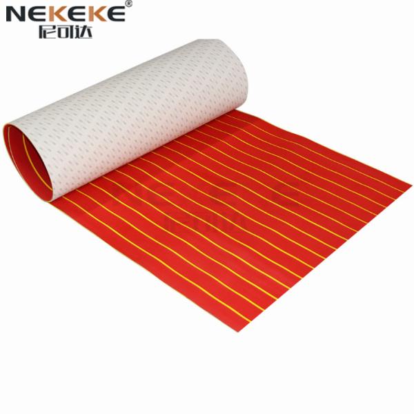 Quality Red Yellow Striped Boat Deck Anti Slip Mat EVA Foam Deck Pad With Straight Groove for sale
