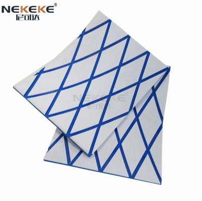 China Self Adhesive EVA Deck Sheet Light Grey Blue Embossed Diamond Anti Slip Waterproof Foam Mat for sale