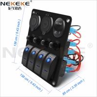 China 4 Gang Rocker Switch Panel With Circuit Breaker Dual USB Socket Power Socket Voltmeter for sale