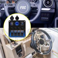China 4 Gang Rocker Switch Panel With Circuit Breaker Dual USB Socket Power Socket Voltmeter for sale