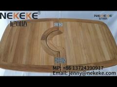 foldable design teak wood table top 900x500mm 570x 500mm barrel shaped