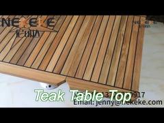 rectangular folding teak boat table top with star inlay for yacht rv