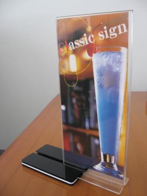 China Customized T shape acrylic menu holder for sale