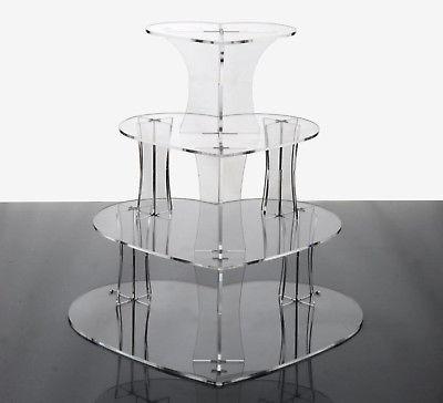 China 4 tiers heart shape acrylic cupcake stand for sale