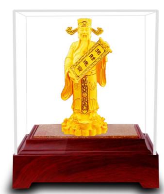 China Counter top clear acrylic display box with wood base for sale