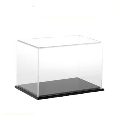 China Counter top rectangle clear acrylic display stand box with black base for sale