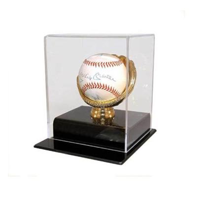 China Counter top clear acrylic baseball display box with black base for sale