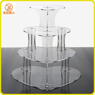 China Counter top heart shape 4 tiers acrylic cupcake display for sale
