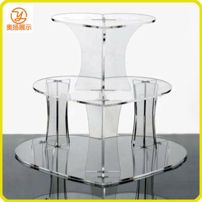 China customized heart shape 3 tiers acrylic cupcake display for sale