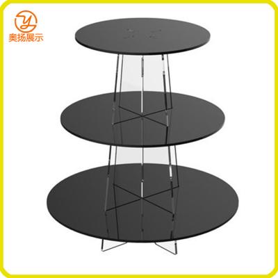 China customized round shape 3 tiers clear acrylic cupcake display stand for sale