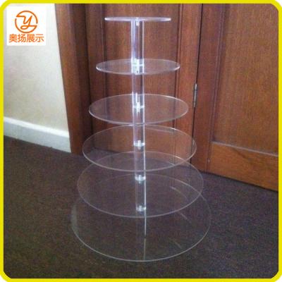 China customized round shape 6 tiers clear acrylic cupcake display tower for party for sale