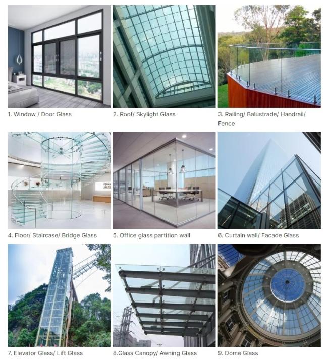 High Transparent Float Glass 6mm Double Layer Tempered Laminated Glass