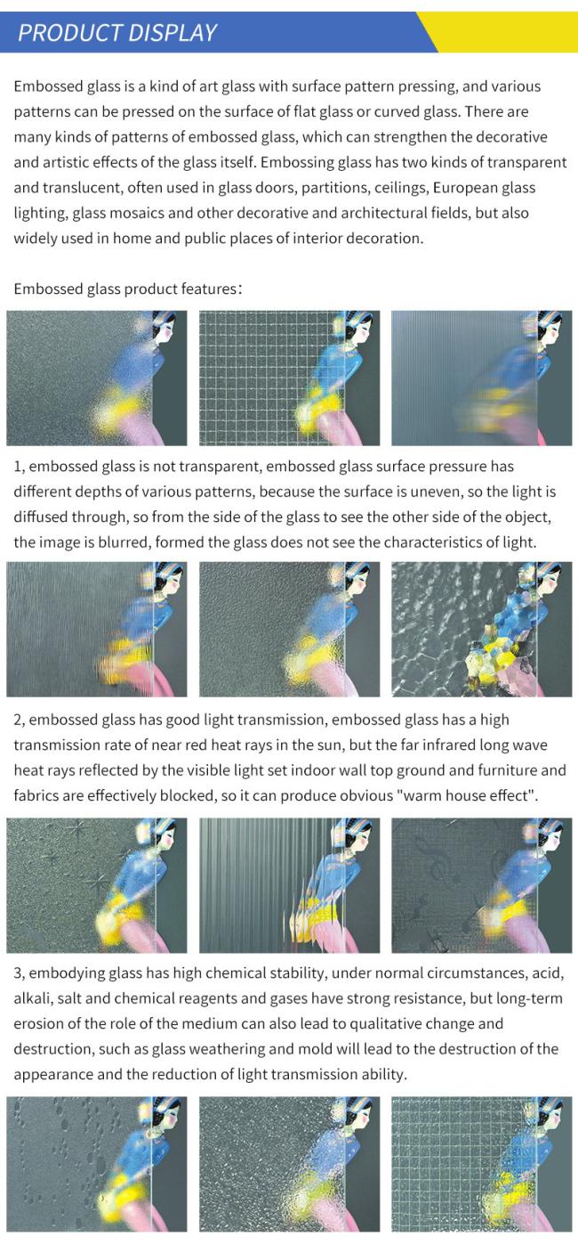 Clear Color Pattern/Paint Decorative Glass for Door, Window, and Room Divider Pattern Glass