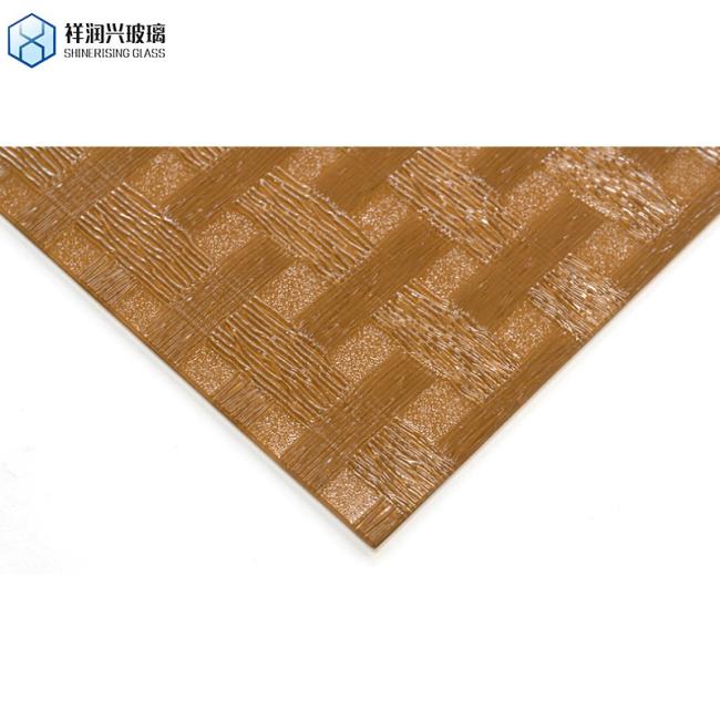 Decorative Flora Patterned Pattern Figured Glass Frosted Satin Acid Etched Back Painted Lacquered 4mm 5mm 6mm 8mm Brown Embossed Glass