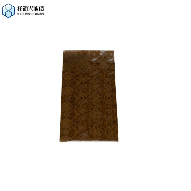 Decorative Flora Patterned Pattern Figured Glass Frosted Satin Acid Etched Back Painted Lacquered 4mm 5mm 6mm 8mm Brown Embossed Glass