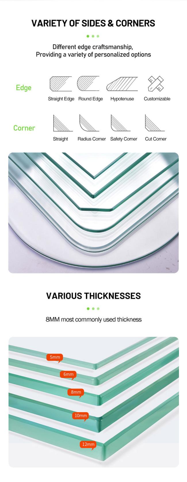 Building Glass Float Glass 5mm 6mm 8mm Customizable Clear Ultra Clear Tempered Glass
