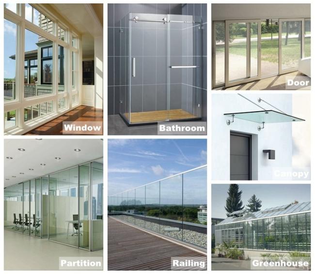 3-19mm Clear Tempered Glass for Room Roof and Wholesale with