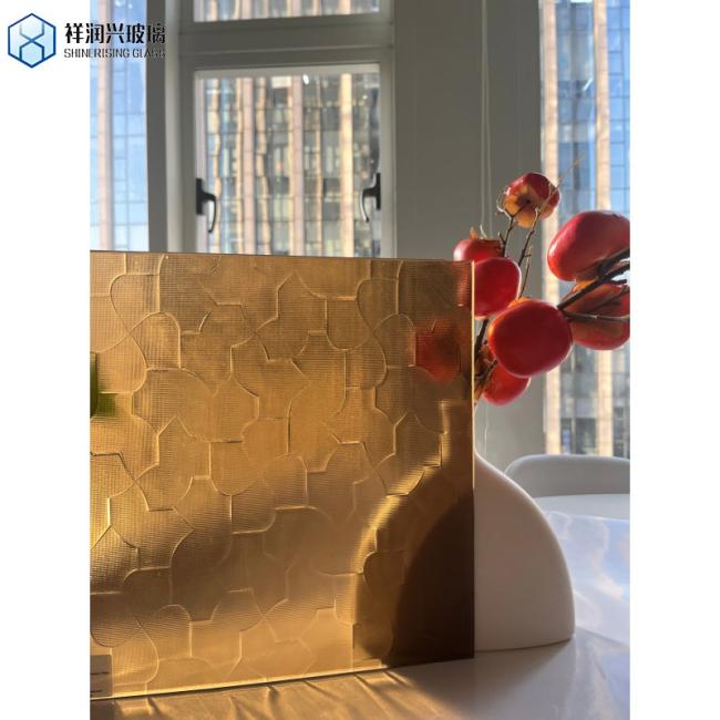 Hot Selling 3mm-8mm Clear Bronze Karatachi Nashiji Mistlite Flora Fluted Pattern Glass
