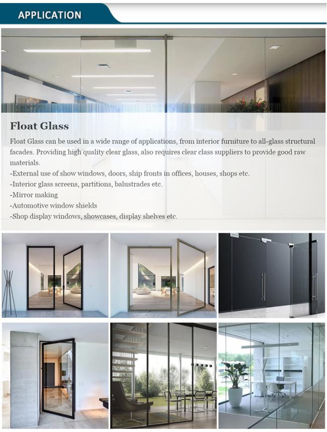 3-12mm Tinted Float Glass with Green, Blue, Grey, Bronze, Clear Colors