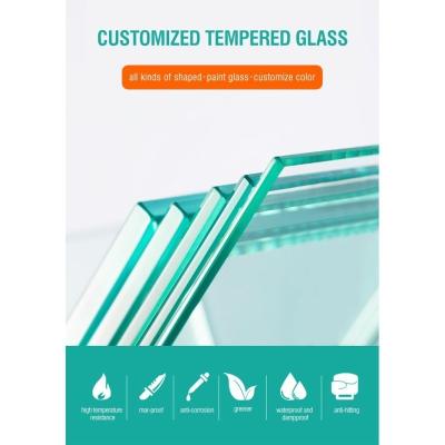 China Plat gepolijst rand 6mm Meubel gevel gehard glas voor op maat gemaakte aanvraag Te koop