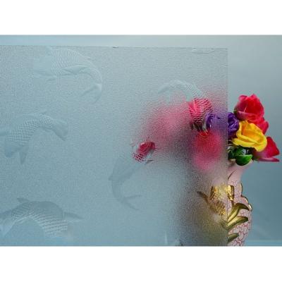 China Glass Decorative Acid Etched Clear Pattern Frosted Glass 2134X3300mm Folded Unfolded for sale