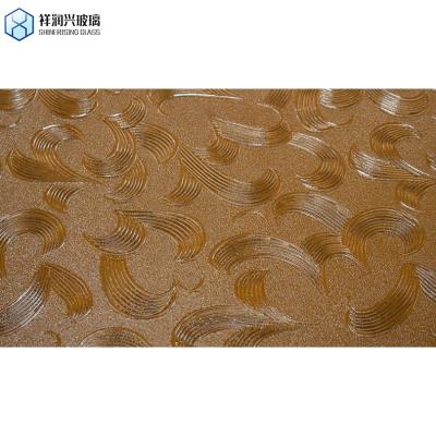 Brown Embossed Glass Highball Glass with Creative Gold Rim and Engraved Flower Pattern