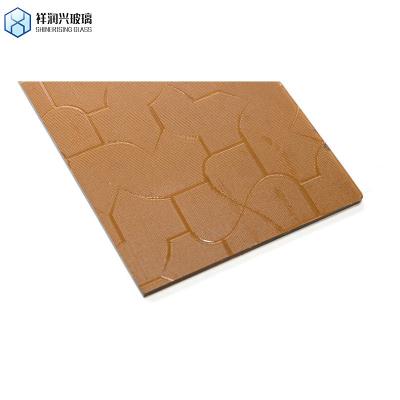 China Vidro decorativo de estrutura sólida com desenho em relevo castanho e espessura de 3 mm 4 mm 5 mm à venda